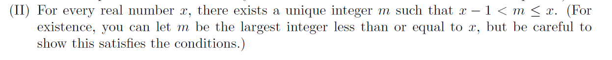 Solved (II) For every real number x, there exists a unique | Chegg.com