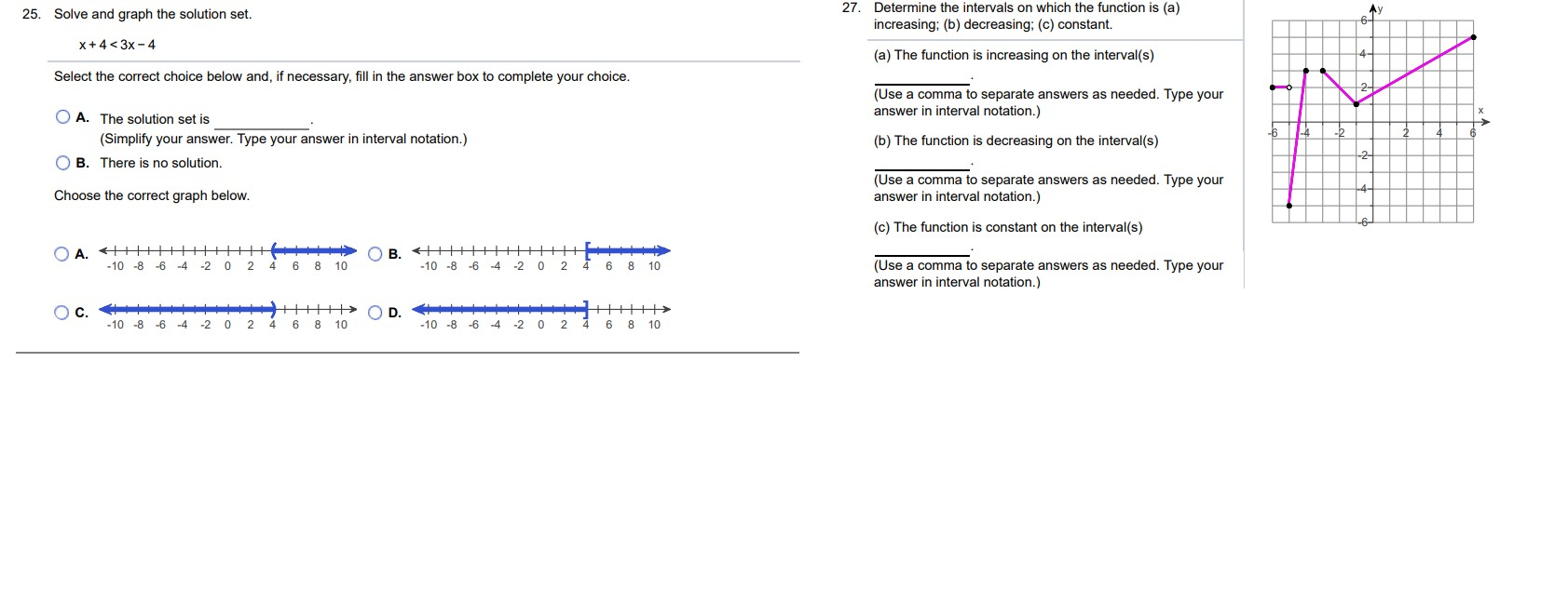 Solved 25. Solve and graph the solution set. 27. Determine | Chegg.com