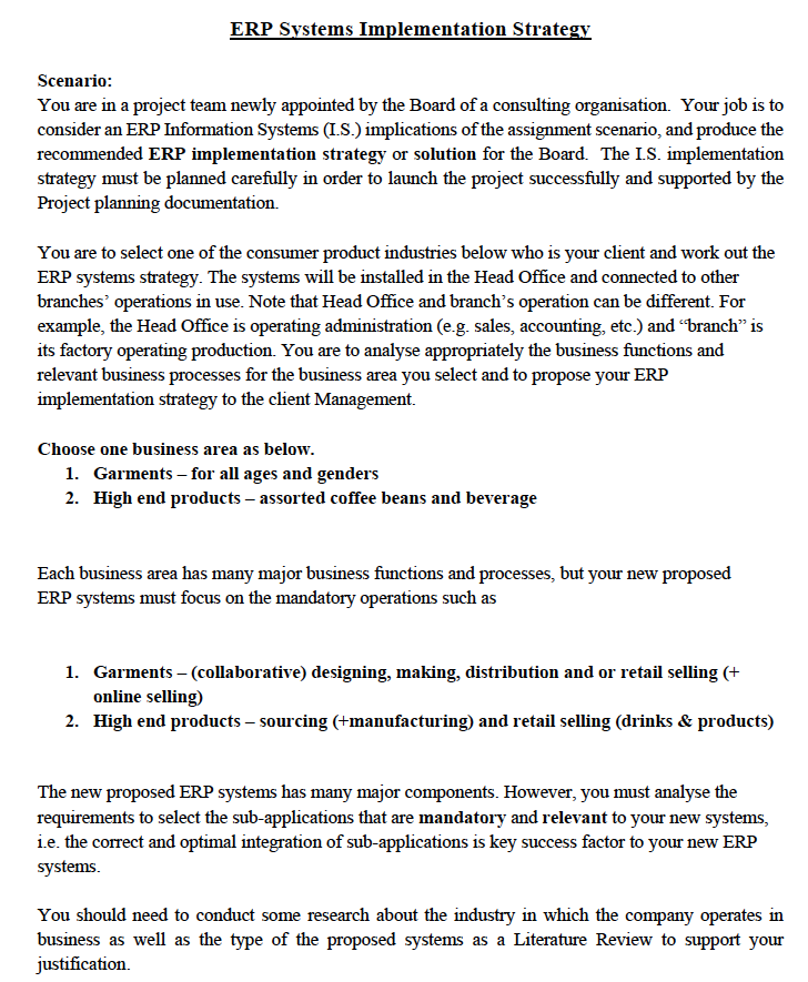 Solved ERP Systems Implementation Strategy Scenario: You are | Chegg.com