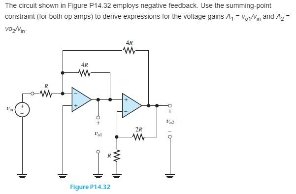 Solved The circuit shown in Figure P14.32 employs negative | Chegg.com