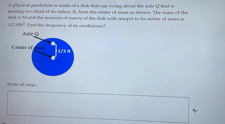 Solved A physical pendulum is made of a disk that can swing | Chegg.com