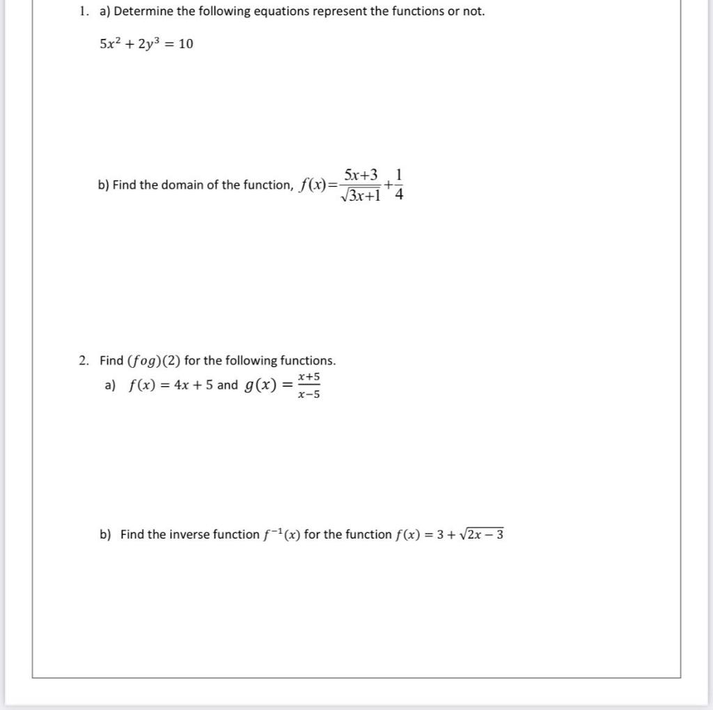 Solved 1. a) Determine the following equations represent the | Chegg.com