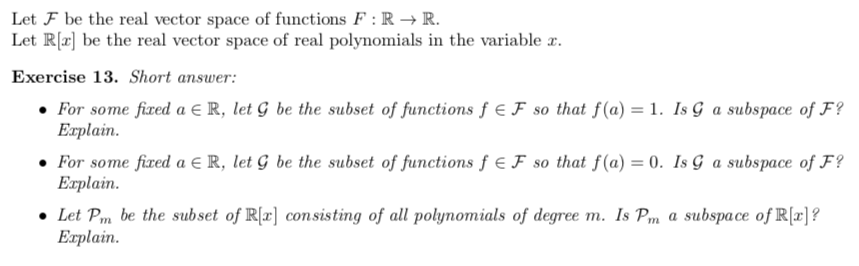Solved Let ♬ be the real vector space of functions F: R → R. | Chegg.com