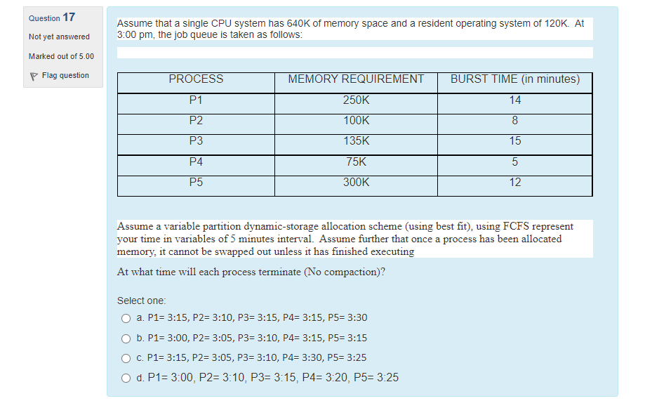 Solved Assume that a single CPU system has 640K of memory | Chegg.com