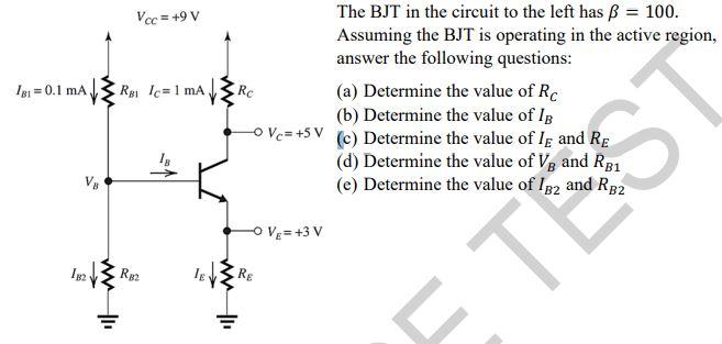 Solved The BJT in the circuit to the left has β=100. | Chegg.com