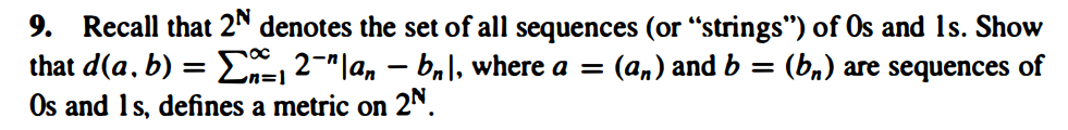 Solved 9. Recall that 2N denotes the set of all sequences | Chegg.com