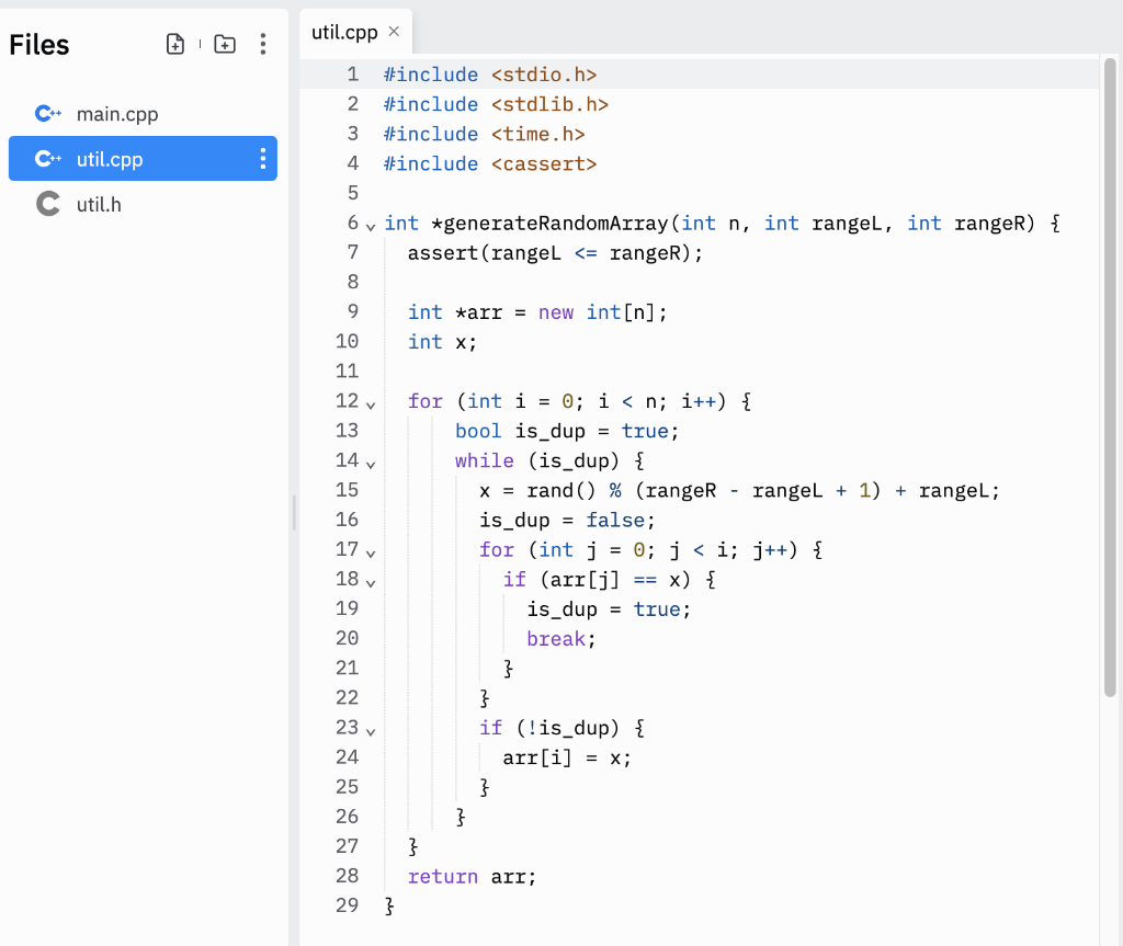 Solved Files 「日: C++ main.cpp C++ util.cpp util.h ; main.cpp | Chegg.com