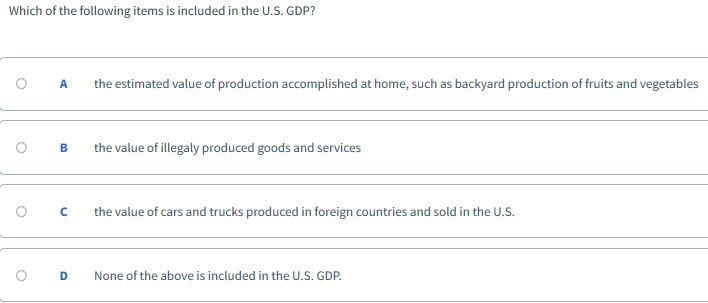 Solved Which of the following items is included in the U.S. | Chegg.com