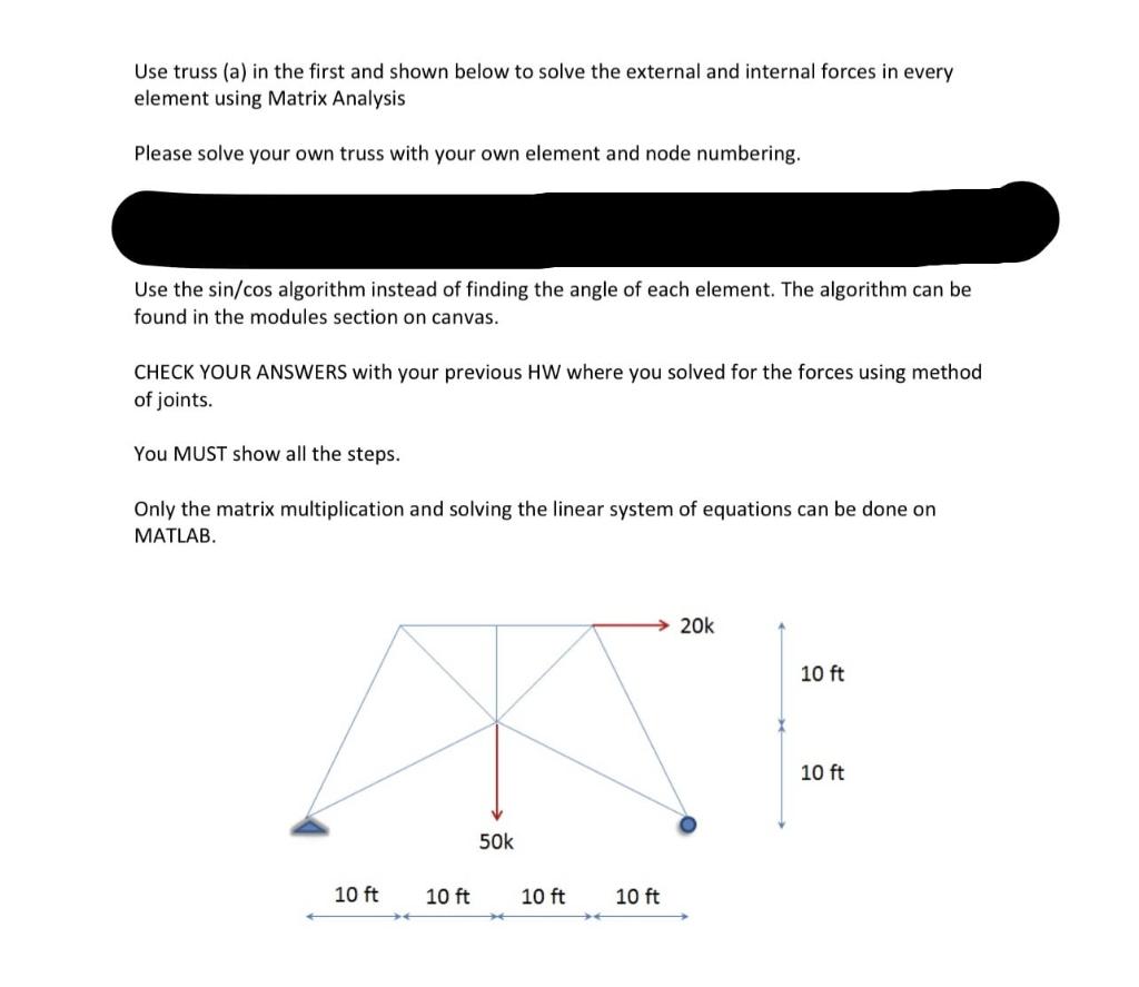 Use truss (a) in the first and shown below to solve | Chegg.com