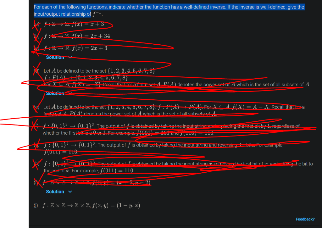 Solved For each of the following functions, indicate whether | Chegg.com
