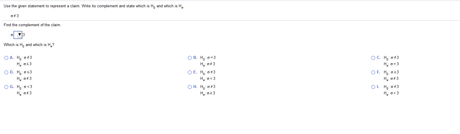 Solved Use the given statement to represent a claim. Write | Chegg.com