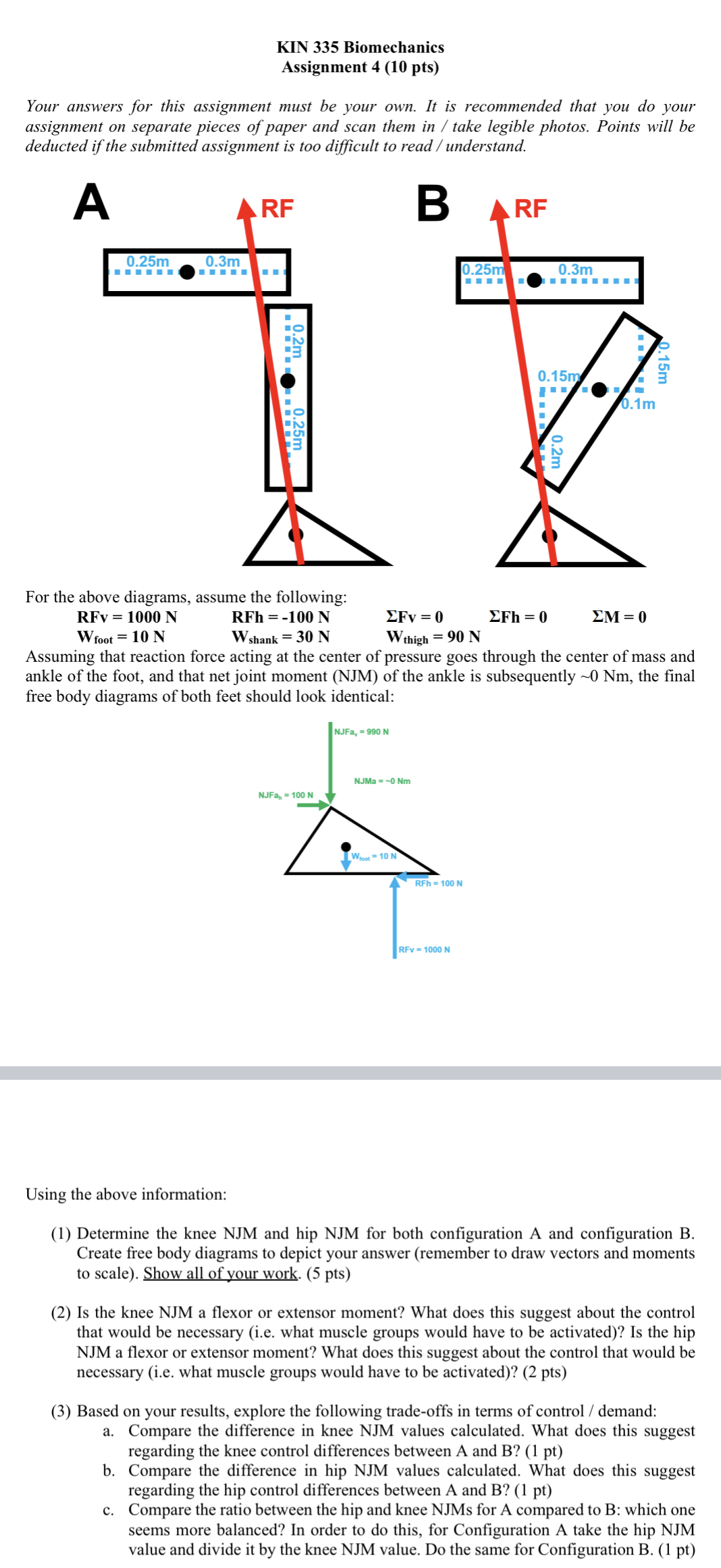 Solved KIN 335 Biomechanics Assignment 4 (10 pts) Your | Chegg.com