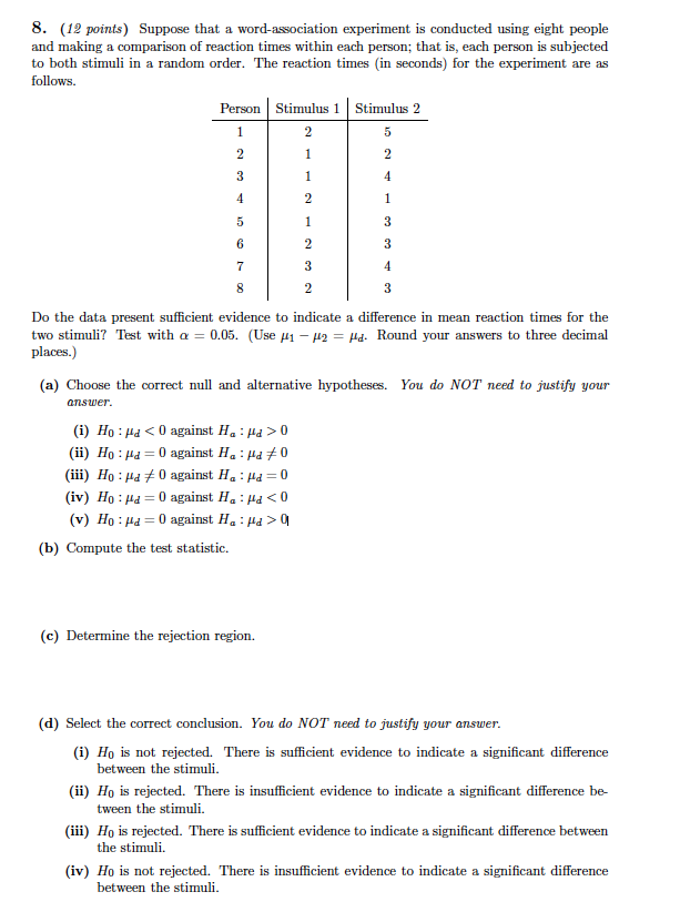 Solved 8. (12 points) Suppose that a word-association | Chegg.com
