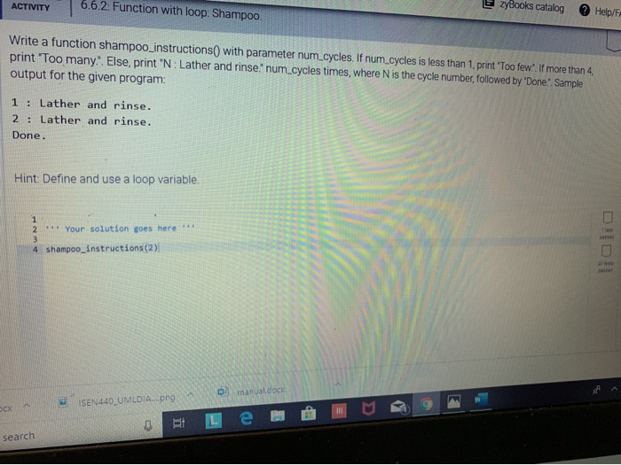 Solved zyBooks catalog Help/ ACTIVITY 6.6.2:Function with | Chegg.com