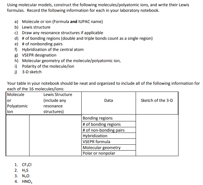 Solved Using molecular models, construct the following | Chegg.com