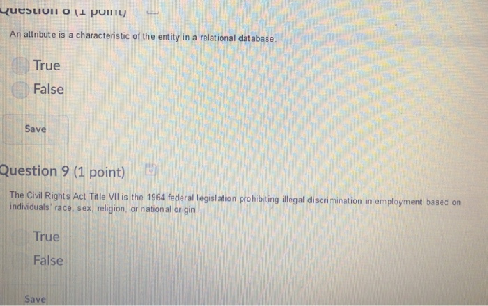 Solved An attribute is a characteristic of the entity in a | Chegg.com