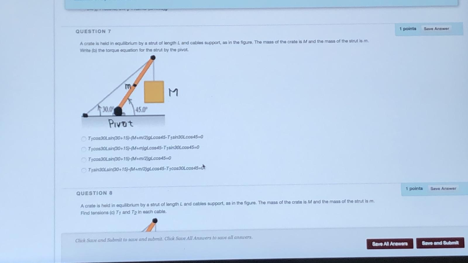 Solved QUESTION 7 1 points Save Answer A crate is held in | Chegg.com