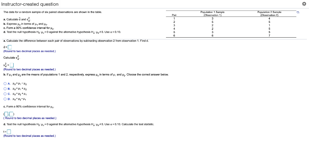 Solved Instructor-created question The data for a random | Chegg.com