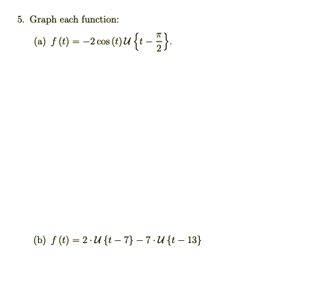 Solved 5. Graph each function: (a) f(t) = –2cos (t)u{t - } | Chegg.com
