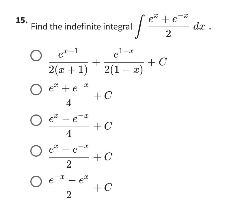 Solved the indefinite integral ∫2ex+e−xdx | Chegg.com