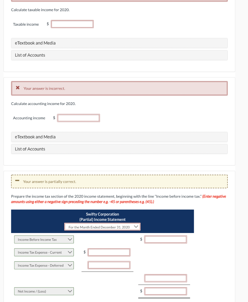 Solved At December 31, 2019, Swifty Corporation had a | Chegg.com
