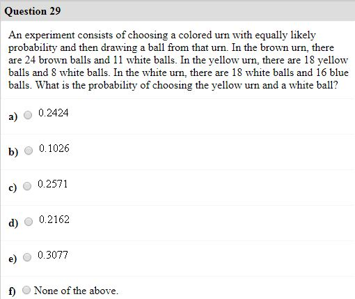 Solved Question 29 An experiment consists of choosing a | Chegg.com