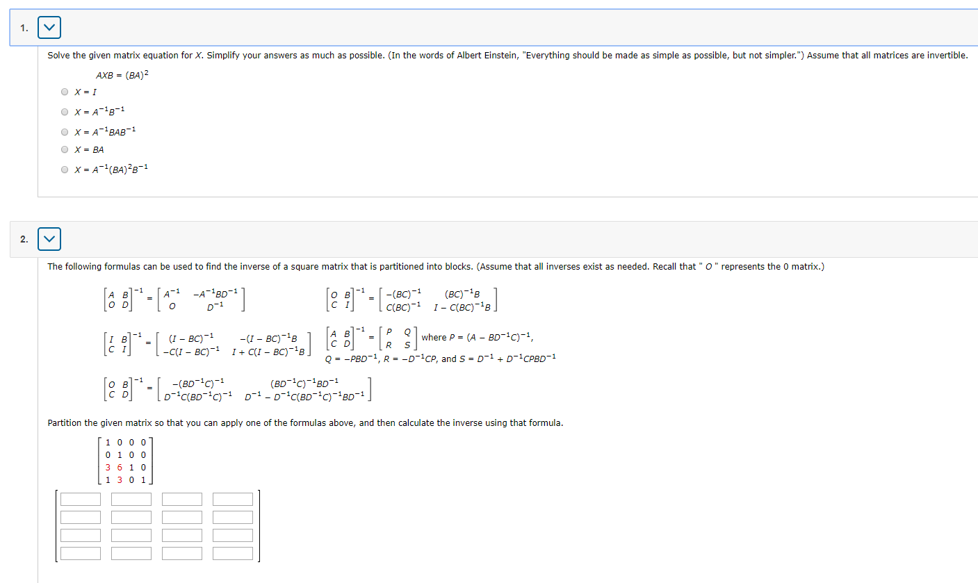 Solved Solve the given matrix equation for X. Simplify your | Chegg.com