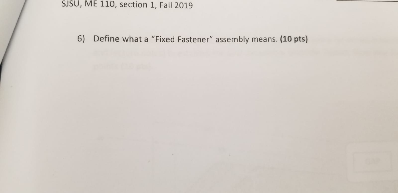 Solved SJSU, ME 110, section 1, Fall 2019 6) Define what a | Chegg.com