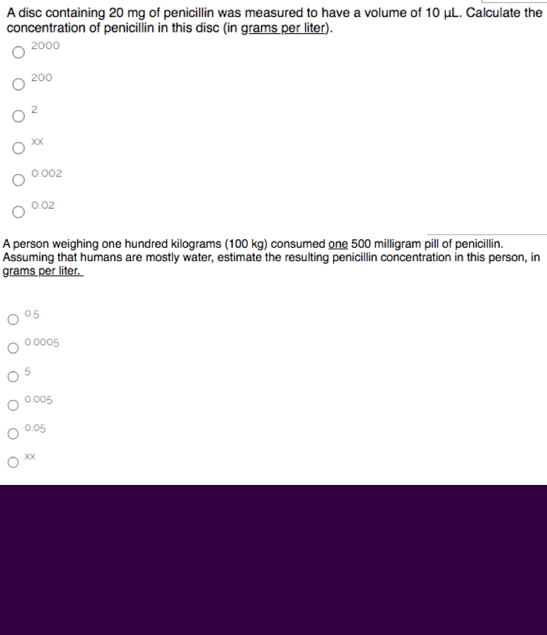 Solved A disc containing 20 mg of penicillin was measured to | Chegg.com