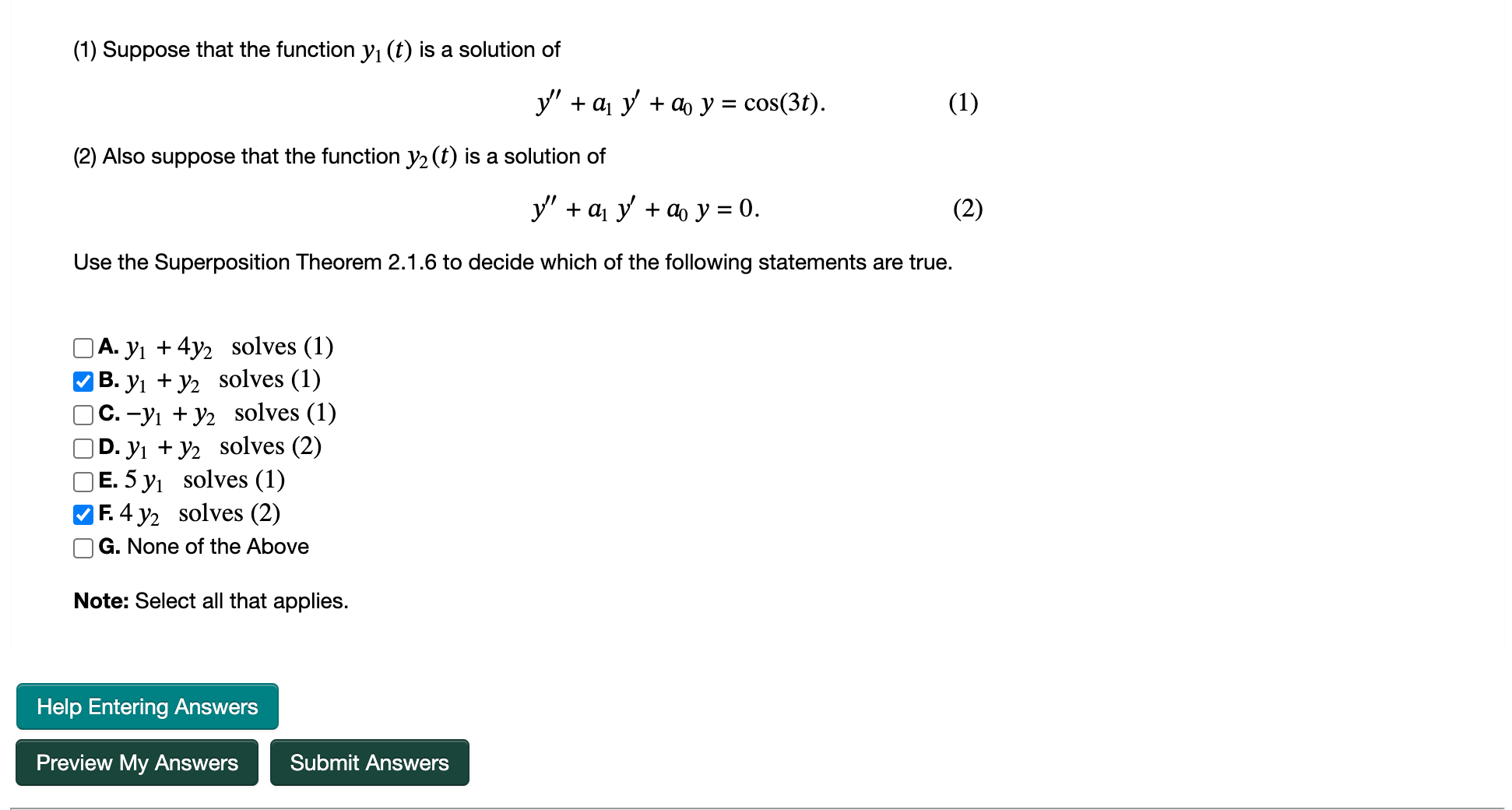 Solved (1) Suppose that the function y1(t) is a solution of | Chegg.com