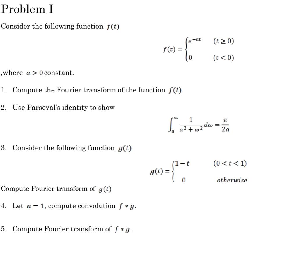 Solved Consider the following function f(t) | Chegg.com