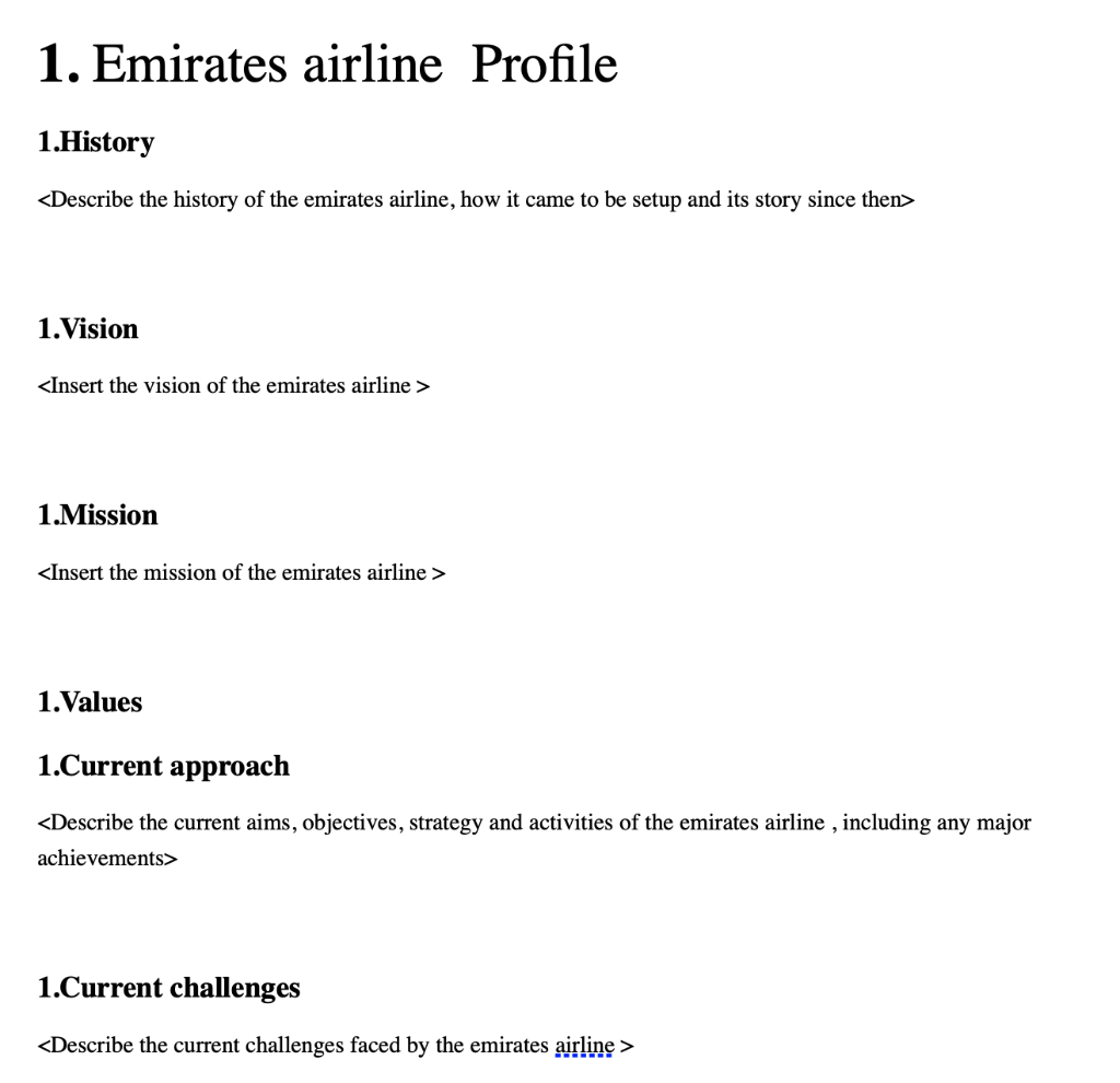 Solved 1. Emirates airline Profile 1.History 1. Vision | Chegg.com