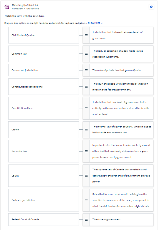 Matching Question 2.2 Homeworks - Unanswsered Match | Chegg.com