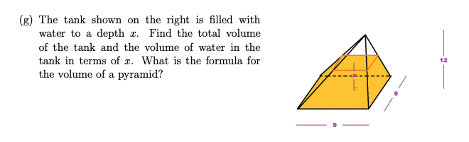 Solved (g) The tank shown on the right is filled with water | Chegg.com