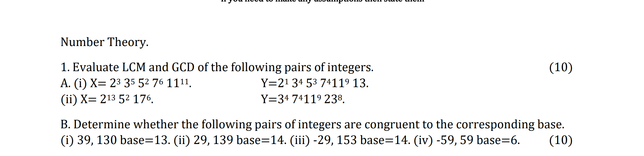 Solved Number Theory. (10) 1. Evaluate LCM and GCD of the | Chegg.com