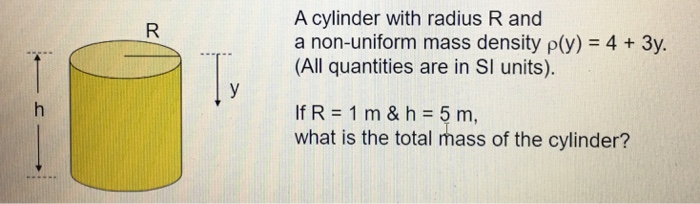 Solved A cylinder with radius R and a non-uniform mass | Chegg.com