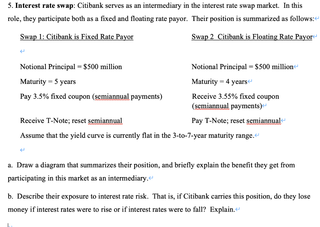 5. Interest rate swap: Citibank serves as an | Chegg.com