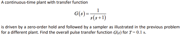 Solved Find the z-domain pulse transfer function for the | Chegg.com