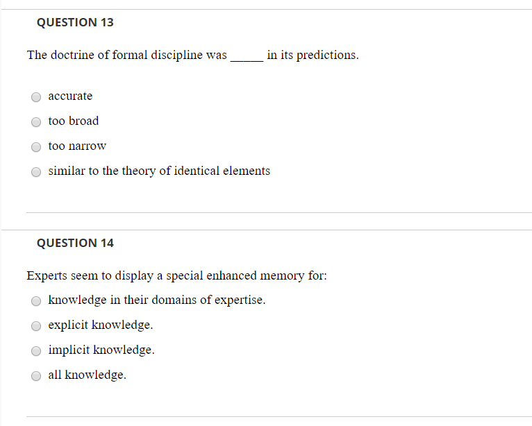 Solved QUESTION 13 The doctrine of formal discipline was in | Chegg.com