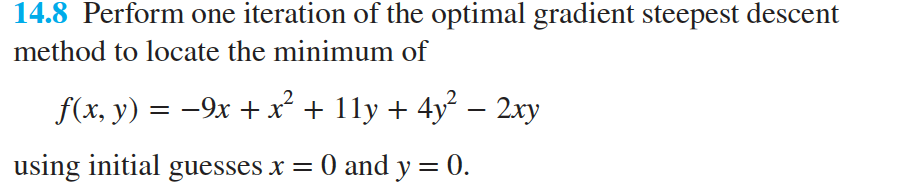 Solved 14.8 Perform one iteration of the optimal gradient | Chegg.com