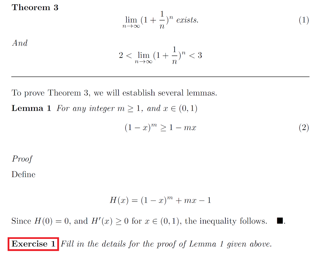Solved Theorem 3 lim (1 +)" exists. (1) And 2