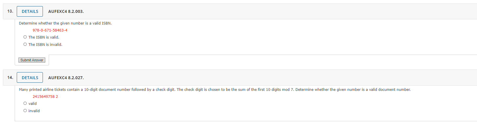 Solved Determine whether the given number is a valid ISBN. | Chegg.com