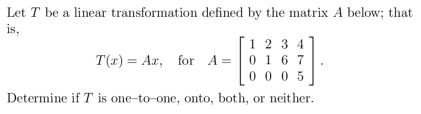 Solved Let T be a linear transformation defined by the | Chegg.com
