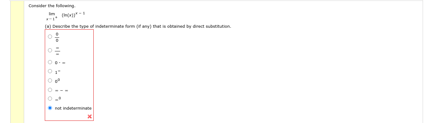 Solved Consider the following. lim x-1+ (a) Describe the | Chegg.com