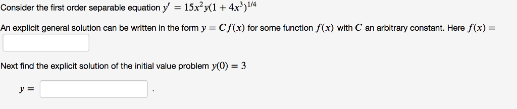Solved 1/4 Consider the first order separable equation y - | Chegg.com