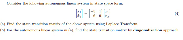 Solved Consider the following autonomous linear system in | Chegg.com