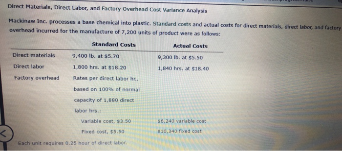 Solved Direct Materials, Direct Labor, and Factory overhead | Chegg.com