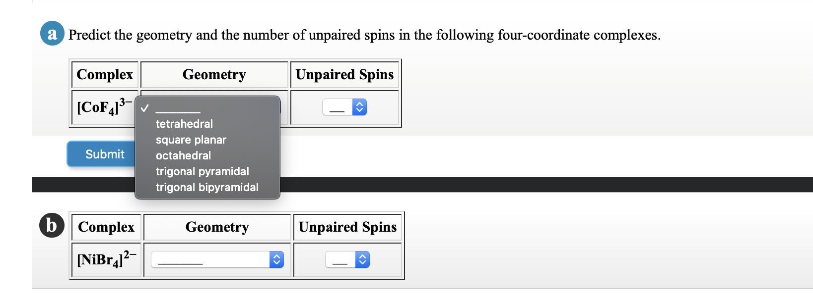Solved a Predict the geometry and the number of unpaired | Chegg.com