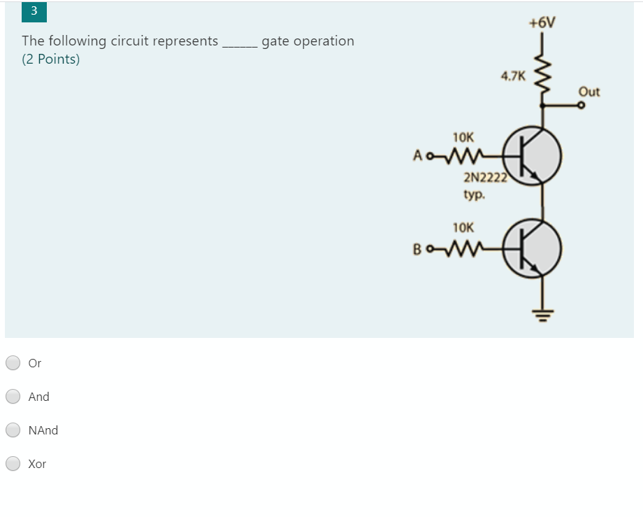 Solved 3 +6V The following circuit represents (2 points) | Chegg.com