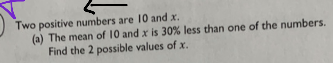 Solved Two positive numbers are 10 and x. (a) The mean of 10 | Chegg.com